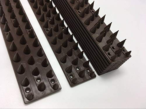 Bird Spikes Durable Pigeon Anti-Climbing Security for Fence Walls, Pack of 10PCS, 14.5FT Brown