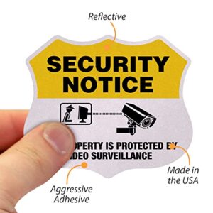 SmartSign “Protected by Video Surveillance” Security Notice Decal Set | Five Pack of 2.75"x3.25" EG Reflective Adhesive Labels