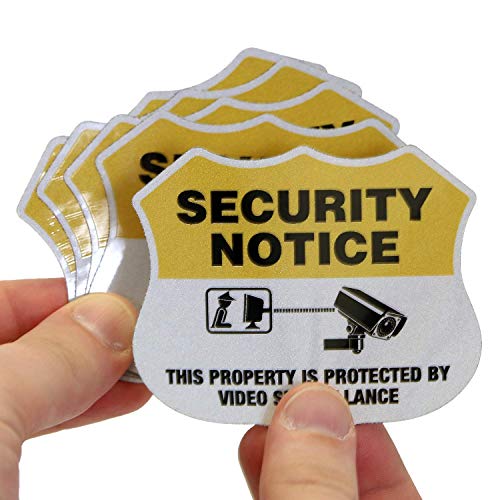 SmartSign “Protected by Video Surveillance” Security Notice Decal Set | Five Pack of 2.75"x3.25" EG Reflective Adhesive Labels