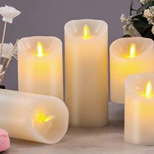 AKU TONPA Flameless Candles Battery Operated Pillar Real Wax Electric LED Candle Gift Sets with Remote Control Cycling 24 Hours Timer, 4" 4" 5" 6" 7" Pack of 5