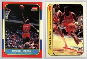 michael jordan chicago bulls 1986-87 fleer rookie rc pair reprint #57 & #8