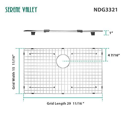 Serene Valley Sink Protector and Kitchen Sink Bottom Grid NDG3321, 304 Premium Stainless Steel, dim 29 11/16" x 15 11/16"