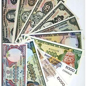 EC 1988 ECUADOR FLAWLESS 1988-99 COMPLETE DENOMINATION SET! 11 DIFF SCARCE BANKNOTES!! Gem Crisp Uncirculated