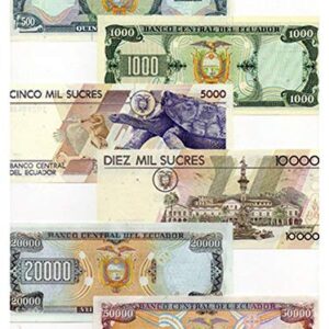 EC 1988 ECUADOR FLAWLESS 1988-99 COMPLETE DENOMINATION SET! 11 DIFF SCARCE BANKNOTES!! Gem Crisp Uncirculated