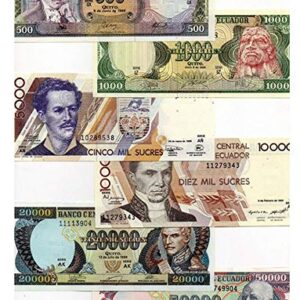 EC 1988 ECUADOR FLAWLESS 1988-99 COMPLETE DENOMINATION SET! 11 DIFF SCARCE BANKNOTES!! Gem Crisp Uncirculated