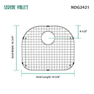 Serene Valley Sink Protector and Kitchen Sink Bottom Grid NDG2421, 304 Premium Stainless Steel, dim 19 3/8" x 16 3/4"