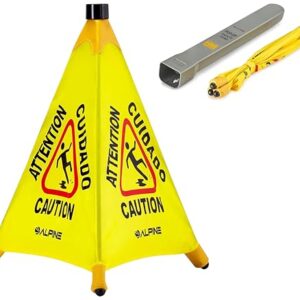 Alpine Pop-Up Wet Floor Sign - Portable Three Sided Caution Cone - Slip & Fall Accident Prevention - for Commercial & Office Use (20 inches)