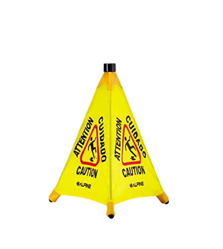 Alpine Pop-Up Wet Floor Sign - Portable Three Sided Caution Cone - Slip & Fall Accident Prevention - for Commercial & Office Use (20 inches)