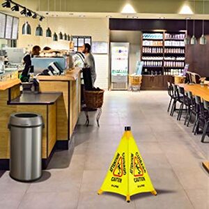 Alpine Pop-Up Wet Floor Sign - Portable Three Sided Caution Cone - Slip & Fall Accident Prevention - for Commercial & Office Use (20 inches)