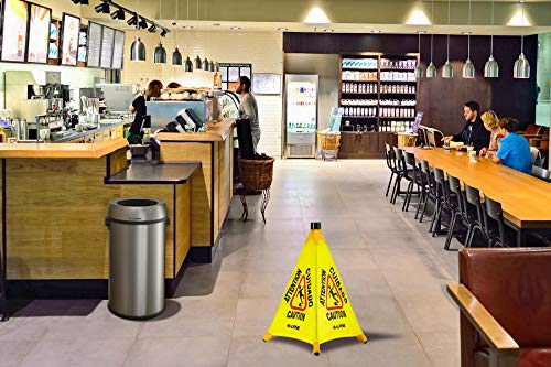 Alpine Pop-Up Wet Floor Sign - Portable Three Sided Caution Cone - Slip & Fall Accident Prevention - for Commercial & Office Use (20 inches)