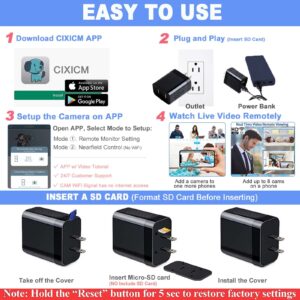 Spy Camera Hidden Camera - WiFi Hidden Camera Charger with Remote View- HD 1080P - Spy Cam - Nanny Cam Hidden Camera - Small Secret Camera - Premium Indoor Hidden Security Camera- Motion Detection