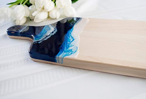 Ocean Theme Wood Cutting Board with handle or Cheese Serving Board Party Tray Coastal Decor