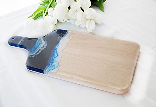 Ocean Theme Wood Cutting Board with handle or Cheese Serving Board Party Tray Coastal Decor