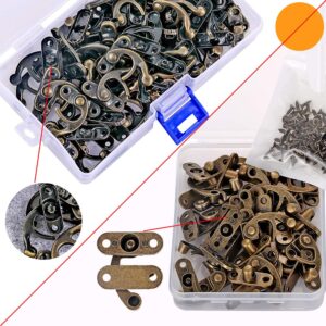 PGMJ 20 Pieces Jewelry Box Hardware Thickened Solid Bronze Tone Antique Right Latch Hook Hasp Horn Lock Wood Jewelry Box Latch Hook Clasp and 80 Replacement Screws (Right Latch Buckle)