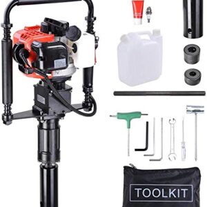 Gas T Post Driver 2 Stroke 32.7cc Manual Portable Lightweight Petrol Piledriver Handheld Pile Pounder