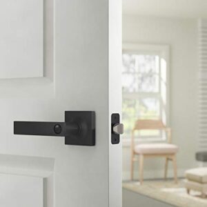 Amazon Basics Contemporary Stamford Door Lever with Lock, Entry, Matte Black