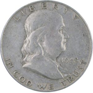 1948 franklin half dollar ag about good 90% silver 50c us coin collectible