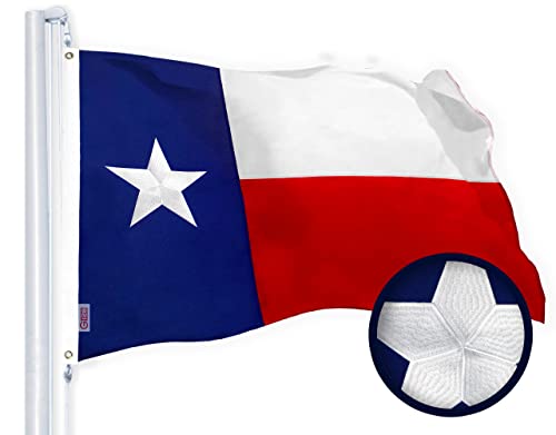 G128 Texas State Flag | 3x5 Ft | StormFlyer Series Embroidered 220GSM Spun Polyester | Embroidered Design, Indoor/Outdoor, Brass Grommets, Heavy Duty, All Weather