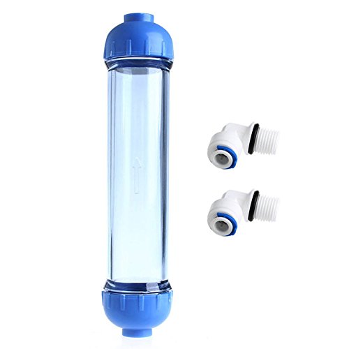 YOEDAF in-line Water Filter Housing Fill, 1/4inch Water Purifier T33 Shell Filter Tube Parts Kit Water Refillable Inline Filter Reverse Osmosis(Blue+Transparent)