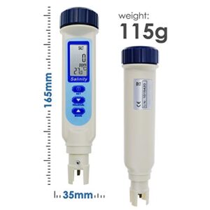 2 in 1 Salt Tester Digital Salinity Meter with ATC Salinity and Temperature Meter Waterproof IP67 Pen Type Salinometer ppt Aquariums, and Koi Fish Pond for Saltwater Seawater,Hydroponics,Water,Pool