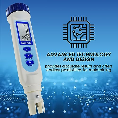 2 in 1 Salt Tester Digital Salinity Meter with ATC Salinity and Temperature Meter Waterproof IP67 Pen Type Salinometer ppt Aquariums, and Koi Fish Pond for Saltwater Seawater,Hydroponics,Water,Pool