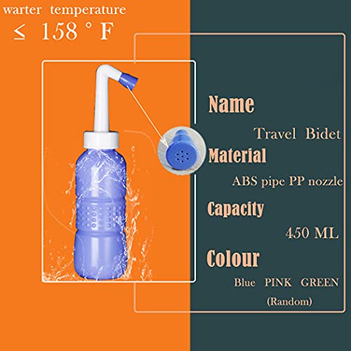 Portable Bidet for Travel, Handheld Travel Bidet for Women Men, Personal Sprayer Bidet, 450ml & 15.2 fl.oz