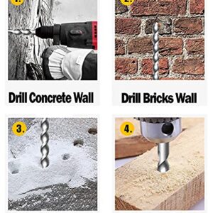 Masonry Drill Bits 5/32 in.x 3-1/2 in. Carbide Tip Flat Shank Drill Concrete Stone Bricks-10Pcs