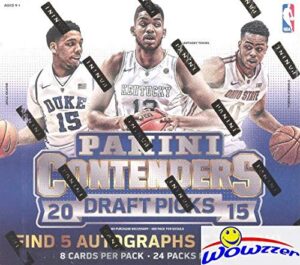 2015/16 panini contenders draft picks basketball factory sealed hobby box with five(5) autographs! look for rc & autographs of karl-anthony towns, kristaps porzingis, devin booker & more! wowzzer!