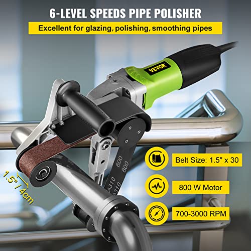 Mophorn Pipe Tube Polisher Sander 7"/180 mm Max Pipe Diameter, Sander Polisher Grinder 110V 800W, Professional Belt Sander Grinding Machine 6 Speeds Adjustable, for Burnishing Finishing Stainless Steel