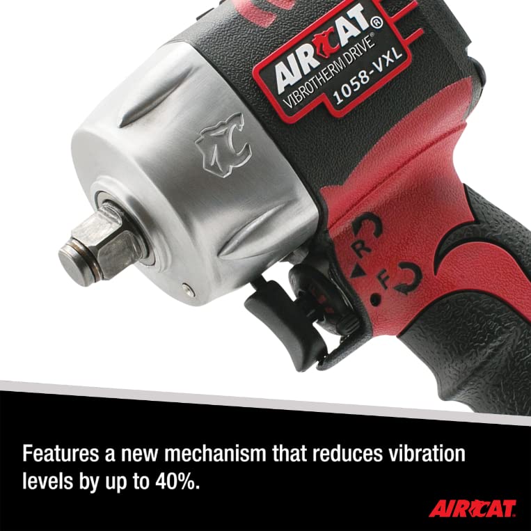 AIRCAT Pneumatic Tools 1058-VXL 1/2-Inch Vibrotherm Drive Composite Compact Impact Wrench 750 ft-lbs