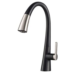 kraus kpf-1673sfsmb nolen dual function pull, faucets for kitchen sinks, single-handle, 16 3/8 inch, spot free stainless steel/matte black