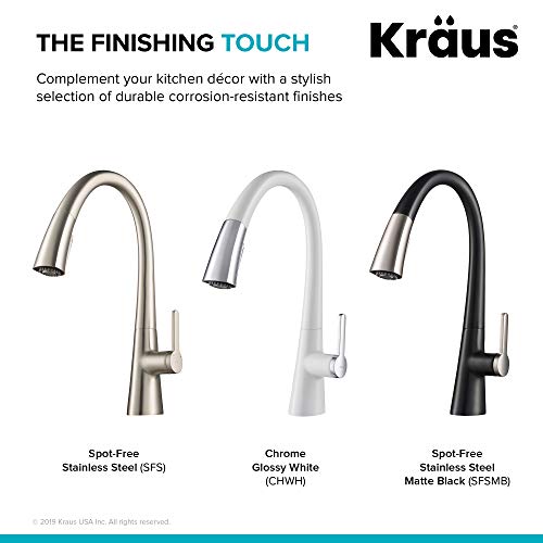 Kraus KPF-1673SFSMB Nolen Dual Function Pull, Faucets for Kitchen Sinks, Single-Handle, 16 3/8 Inch, Spot Free Stainless Steel/Matte Black