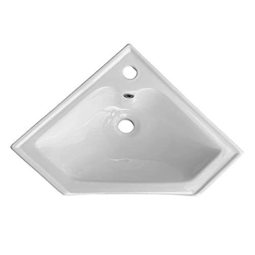 Renovators Supply Manufacturing Alexander II Modern Bathroom Wall Mount Corner Sink White with Overflow