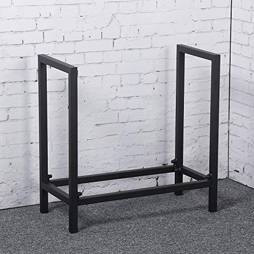 Firewood Rack Log Rack 24 Inch Indoor/Outdoor Fire Wood Storage Black Steel Firewood Log Holder