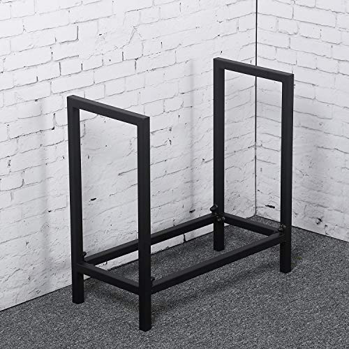 Firewood Rack Log Rack 24 Inch Indoor/Outdoor Fire Wood Storage Black Steel Firewood Log Holder