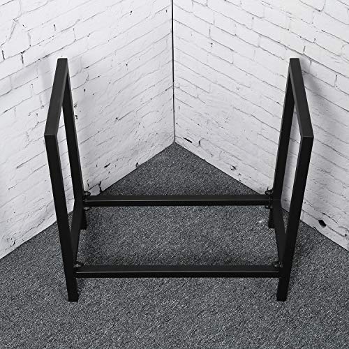 Firewood Rack Log Rack 24 Inch Indoor/Outdoor Fire Wood Storage Black Steel Firewood Log Holder