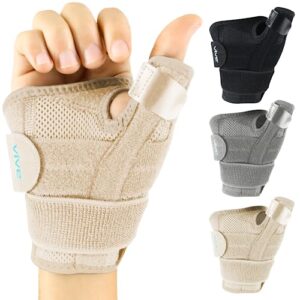 vive thumb & wrist brace for right or left hand - spica splint brace for carpal tunnel, tendonitis, & arthritis in hands or fingers - compression support for women men - stabilizer relief for bowling