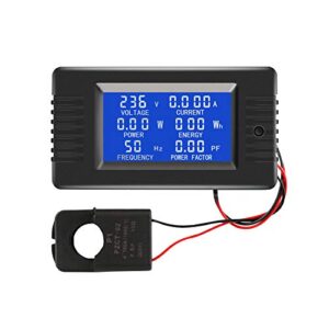 ac current voltage amperage power energy panel meter lcd digital display ammeter voltmeter multimeter with split core current transformer ct ac 80-260v 100a multi-function power monitor