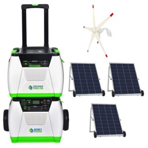 nature's generator platinum we system 1800w solar & wind powered pure sine wave off-grid generator + 1200wh power pod (1920wh total) + 3 of 100w solar panels + wind turbine for day and night use