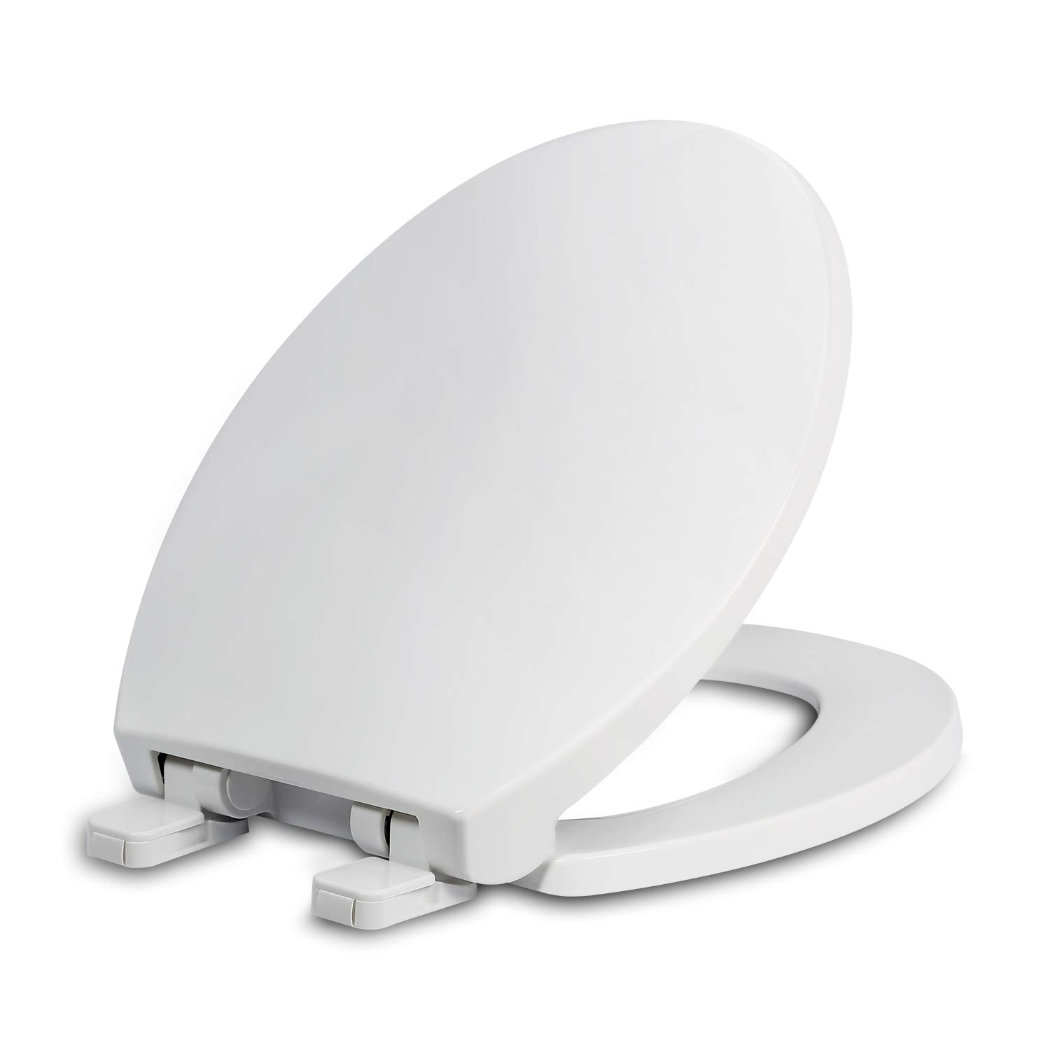 WSSROGY Elongated Toilet Seat with Lid, Quiet Close, Fits Standard Elongated or Oblong Toilets, Slow Close Seat and Cover, Oval, White