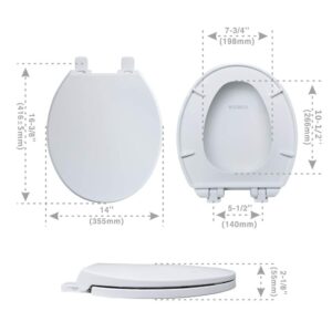 WSSROGY Elongated Toilet Seat with Lid, Quiet Close, Fits Standard Elongated or Oblong Toilets, Slow Close Seat and Cover, Oval, White