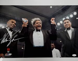 mike tyson hand signed autographed 16x20 photo w/muhammad ali don king jsa coa