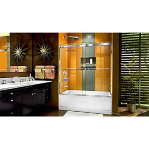 DreamLine Sapphire 56-60 in. W x 60 in. H Semi-Frameless Bypass Tub Door in Brushed Nickel, SHDR-6360602-04