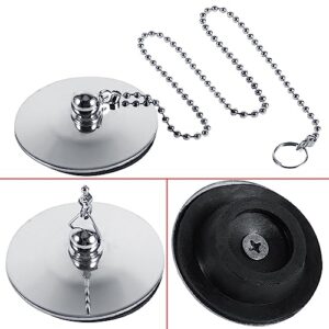 Kitchen Sink, Asixx Chrome Kitchen Sink Bathroom Bathtub Drain Cover Stopper Solid Metal Waste Plug With Chain