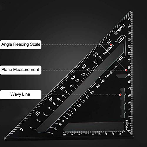 12 Inch Triangle Ruler, Aluminum Square Ruler Carpenter Layout Tool, Woodworking Metal Square Ruler