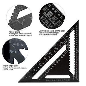 12 Inch Triangle Ruler, Aluminum Square Ruler Carpenter Layout Tool, Woodworking Metal Square Ruler