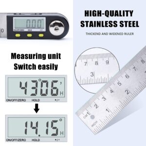 Yangoutool Digital Angle Ruler 20inches/500mm Stainless Steel Digital Angle Finder and Protractor Large Gauge Precision Measuring Tool for Woodworking Metalworking and Construction