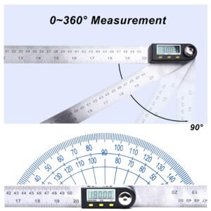 Yangoutool Digital Angle Ruler 20inches/500mm Stainless Steel Digital Angle Finder and Protractor Large Gauge Precision Measuring Tool for Woodworking Metalworking and Construction