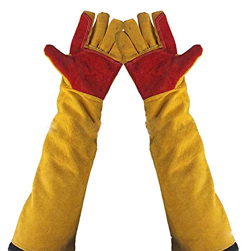 23.6" Inch Long Sleeves Welding Safety Gloves, Lined And Kevlar Stitching Welders Gauntlets Wood Burners Accessories Gloves, Heat Resistant Stove Fire And Barbecue Gloves, Gifts for Men Dad Husband