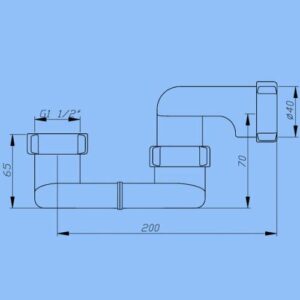 Bath Shower Drain Flat P-Trap 1 1/2" P Trap E000 for Acrylic bathtubs by Aniplast